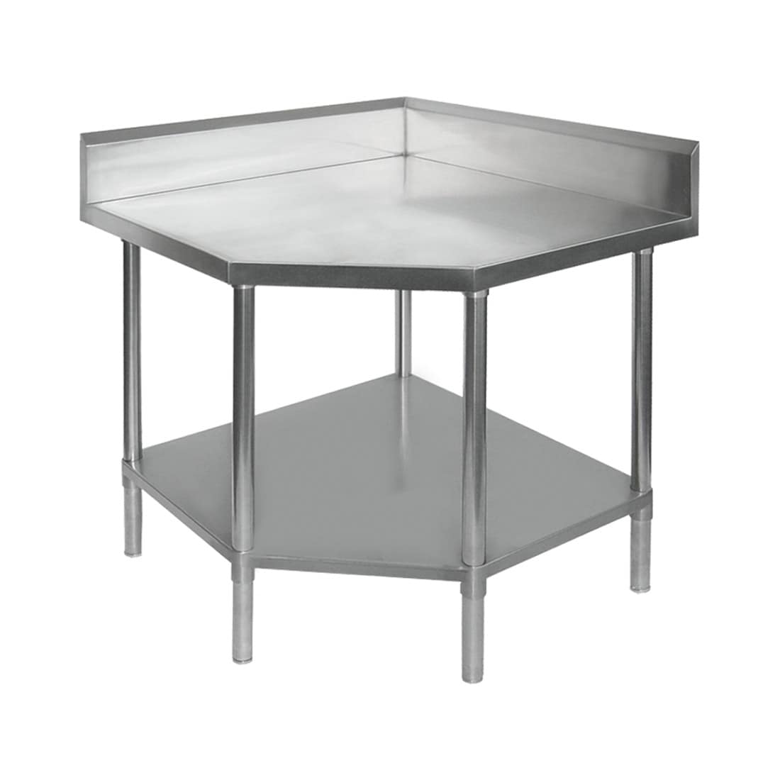 Stainless Steel Corner Workbench with Splashback & Undershelf