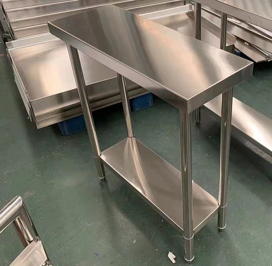 Kitchen Knock Stainless Steel Work Bench with Timber Layer Flat ...