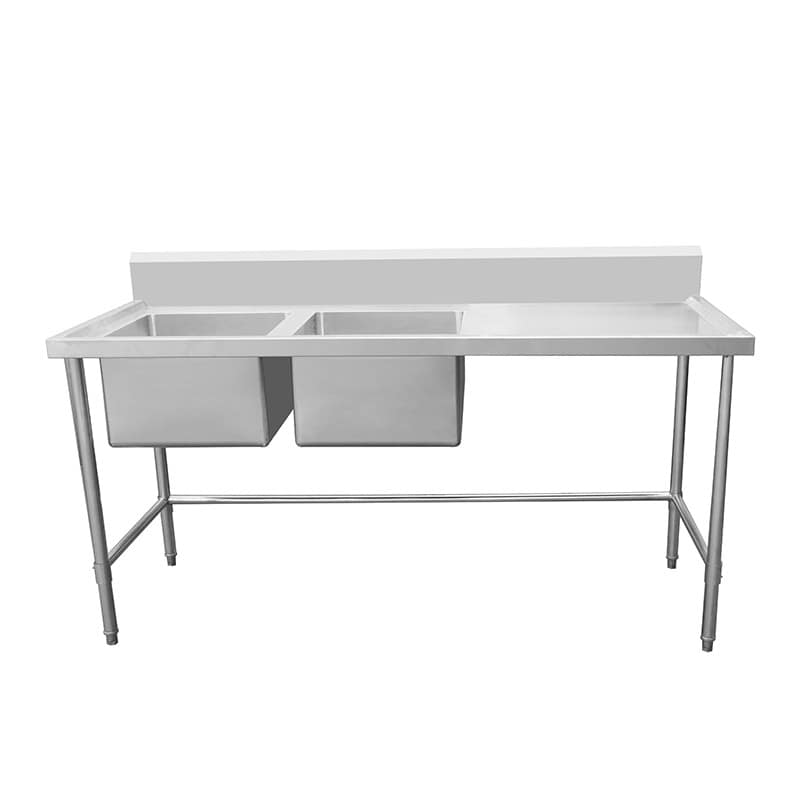 Kitchen Knock Stainless Steel Double Left Sink Bench 1500 x 700