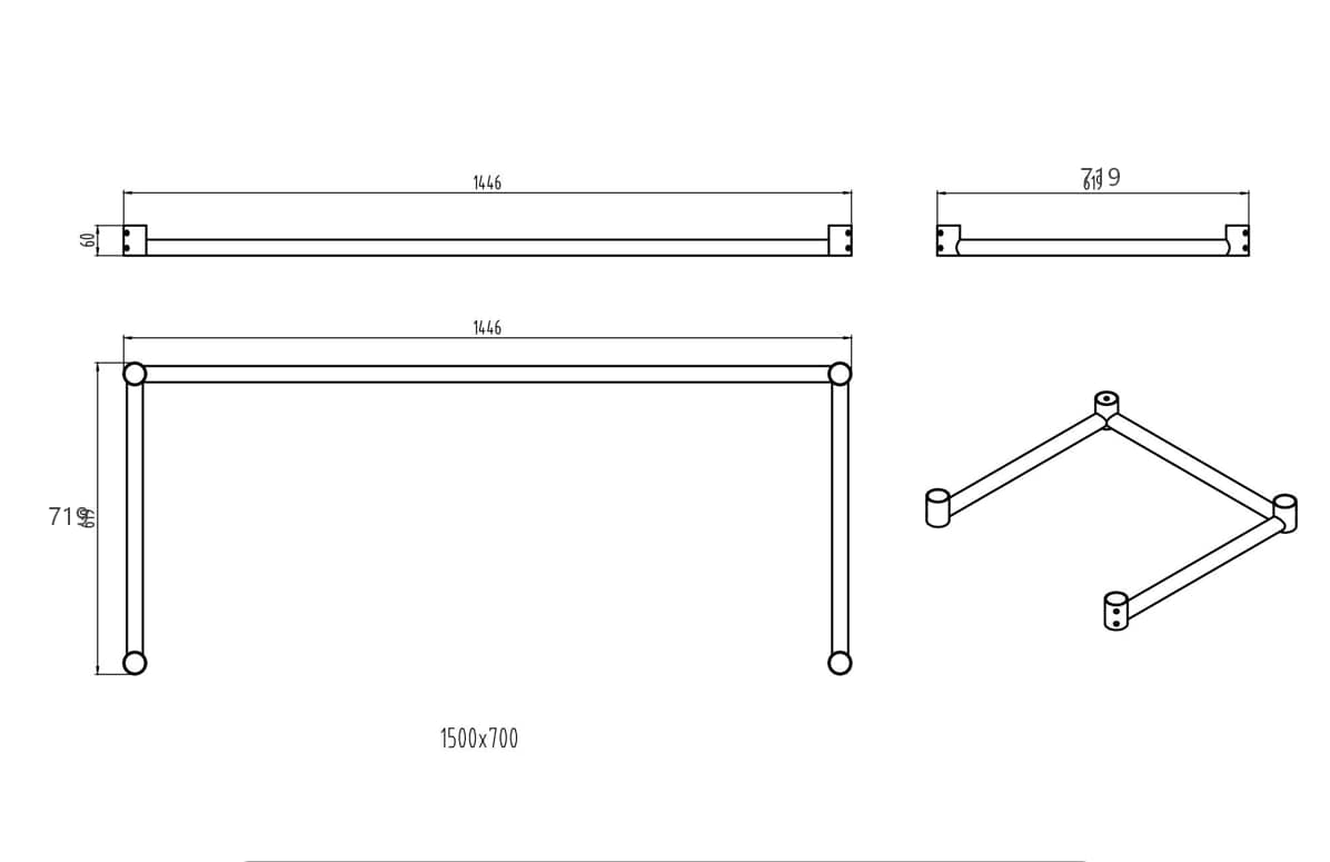 1500x800 Workbench Leg Brace - Support for Kitchen Knock bench